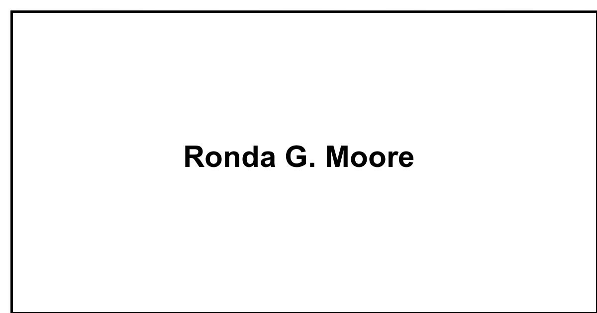 Obituary: Ronda G. Moore